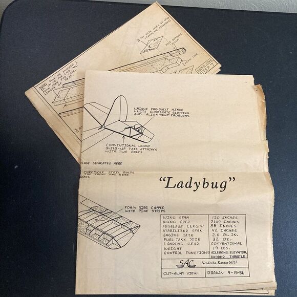 Art | Sac Ladybug Model Airplane Instructions Giant Fold Out 1986 Vtg ...